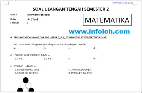 Soal Uts Matematika Kelas Sd Semester Genap Kurikulum Artofit