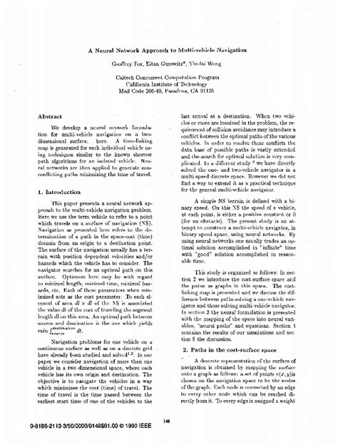 A Neural Network Approach To Multi Vehicle Navigation Ieee Conference