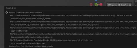 blender says error when i try to click fix model with the cats blender