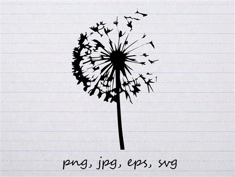 Dandelion Silhouette Clipart Vector Graphic Digital Stamp Svg Png 