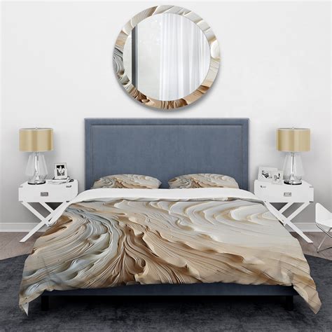 Design Art White And Gold Champagne Flow Iii Champagne Duvet Cover
