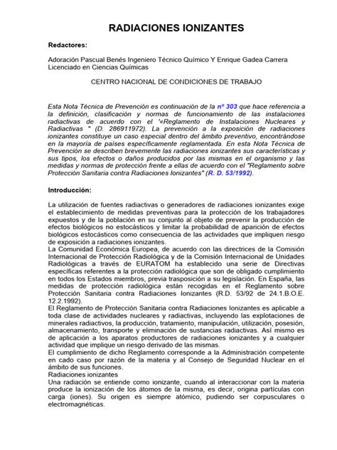 Radiaciones Ionizantes Pdf Radiación Radiación Ionizante