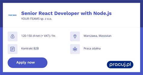 Oferta Pracy Senior React Developer With Nodejs Your Iteams Sp Z Oo