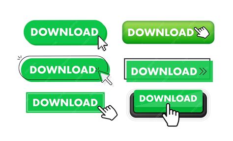 Premium Vector Set Of Download Button Hand Pointer Clicking Download Web Buttons