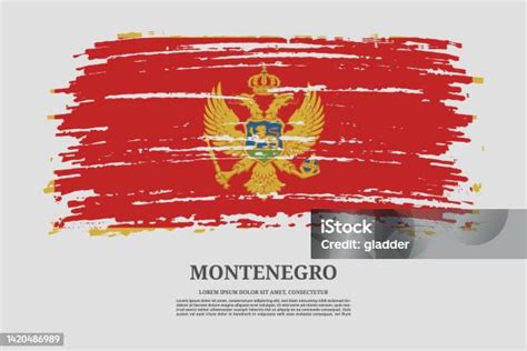 브러시 스트로크 효과와 정보 텍스트 포스터 벡터와 몬테네그로 플래그 0명에 대한 스톡 벡터 아트 및 기타 이미지 0명 공휴일 국가 관광명소 Istock