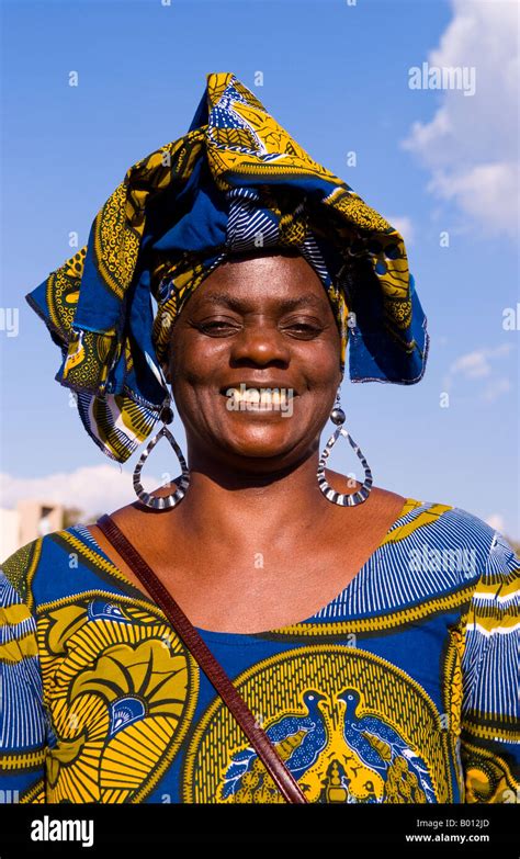Senegal Africa Woman Portrait In Traditional Native Colorful Dress