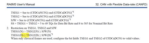 configuring 8 mbit s can fd bitrate using tseg1 2 and tseg2 2 causes