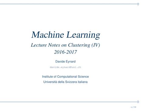 PPT Machine Learning Lecture Notes On Clustering IV Davide PowerPoint