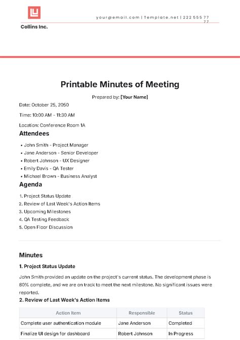 Free Quality Management Meeting Minutes Template To Edit Online