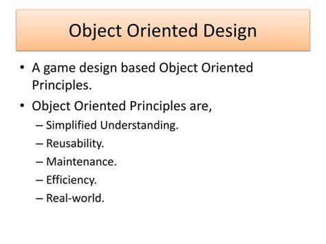Unit 71 Object Oriented Design For Computer Games Pptx