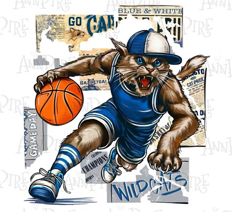 Wildcats Game Day Sublimation Design Png KУ Basketball Blue Grey