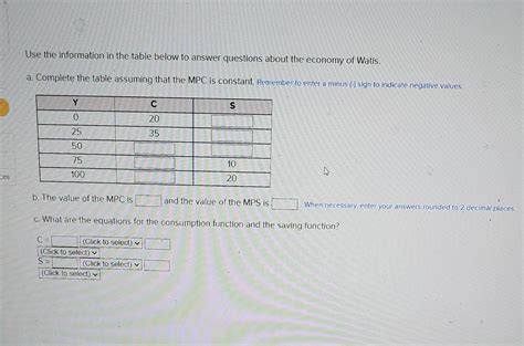 solved use the information in the table below to answer