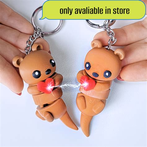 15 A Pair Otter Couple Keychain With Magnet Van3dprint