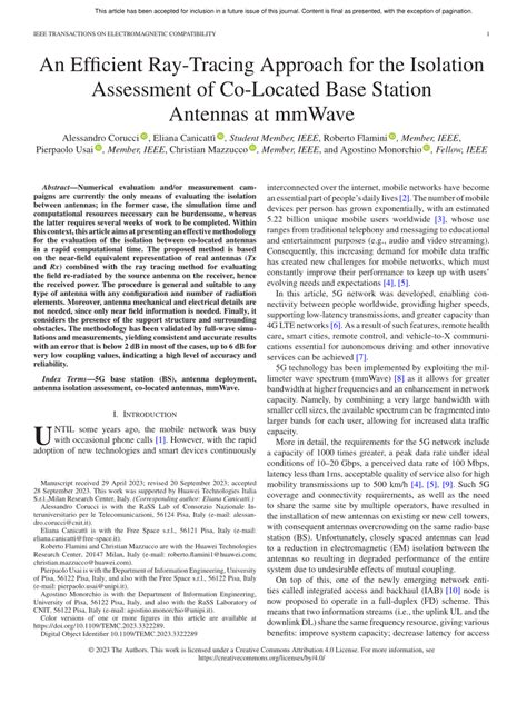 Pdf An Efficient Ray Tracing Approach For The Isolation Assessment Of Co Located Base Station