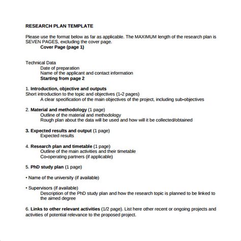 Free 11 Sample Research Plan Templates In Ms Word Pdf