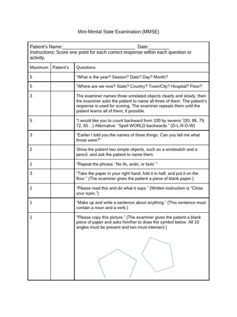 Mini Mental State Examination Guide Pdf Science And Mathematics