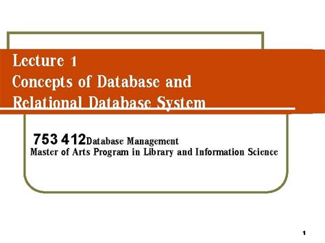Lecture Concepts Of Database And Relational Database