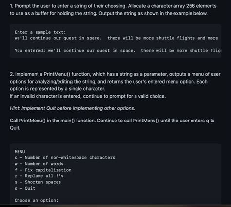 Solved 1 Prompt The User To Enter A String Of Their Choosing