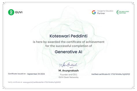 Peddinti Koteswari On Linkedin Generativeai Artificialintelligence Machinelearning Ai Guvi