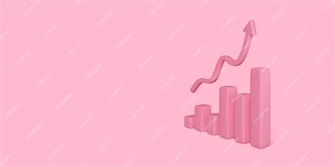 3d 통계 금융 차트 그래프 분석 핑크 현실적인 최적화 주식 시장 계획 목표 투자 사업 개발 개념 벡터 일러스트 레이 션 상승 화살표 프리미엄 벡터