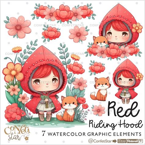 Red Riding Hood Clipart Fairytale Clipart Forest Clipart Etsy En Dessins Mignons