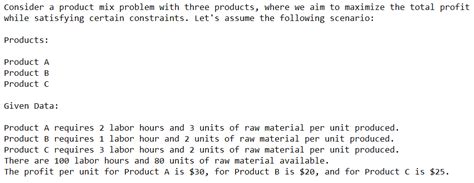 Solved Consider A Product Mix Problem Sh With Three