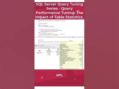 SQL Server Query Tuning Series - Query Performance Tuning: The Impact of Table Statistics ...