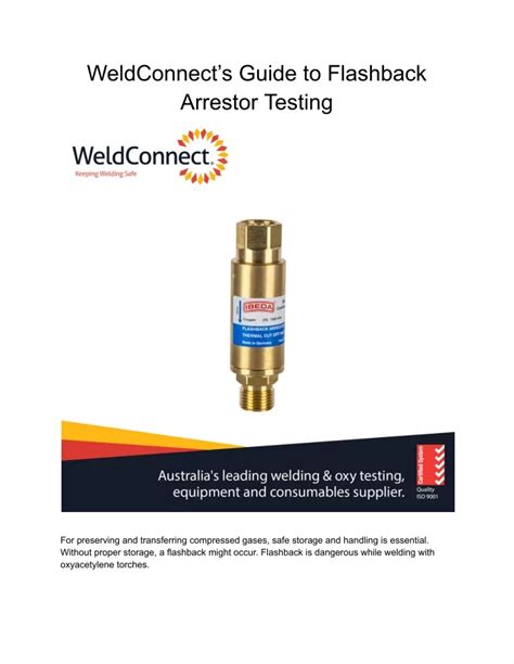 Ppt Weldconnects Guide To Flashback Arrestor Testing Powerpoint