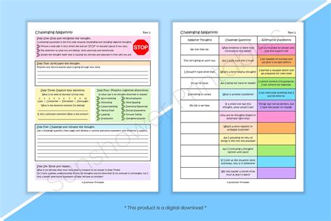 Challenge Negative Thinking Printable Worksheets Boost Self Esteem