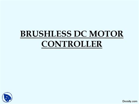 Brushless Dc Motor Controller Microcontroller And Assembly Language