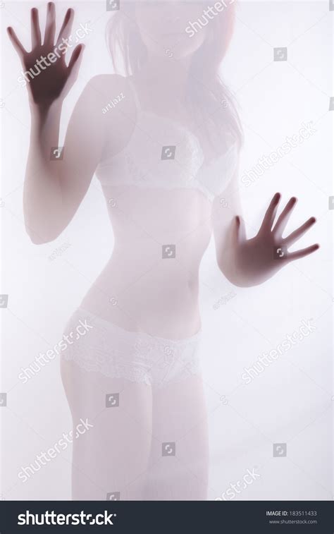 Diffuse Sexy Woman Shape Behind White Foto Stock Shutterstock