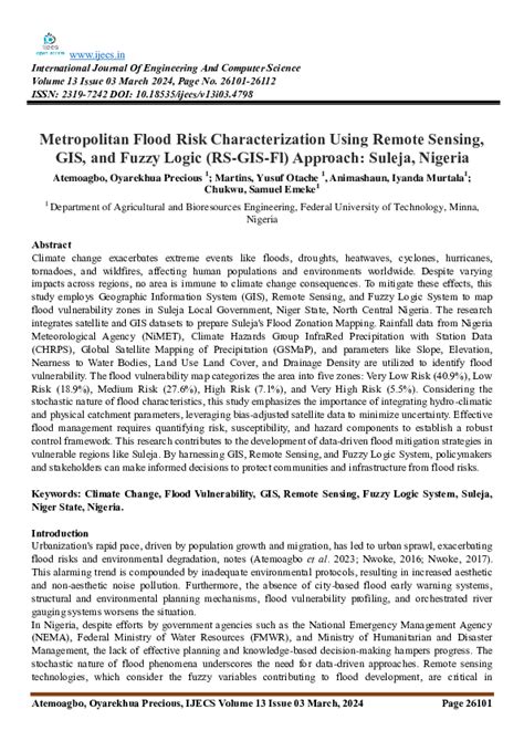 Pdf Metropolitan Flood Risk Characterization Using Remote Sensing Gis And Fuzzy Logic Rs
