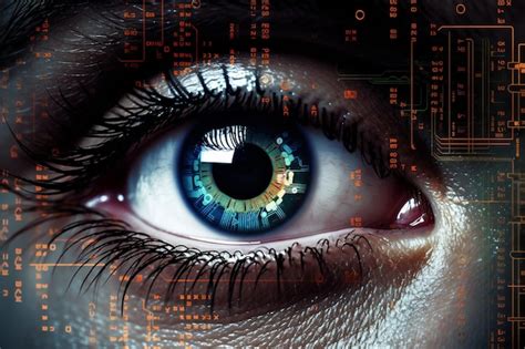 Premium Photo Woman Concept Human Iris Futuristic Science Access Binary Digital Identity Eye