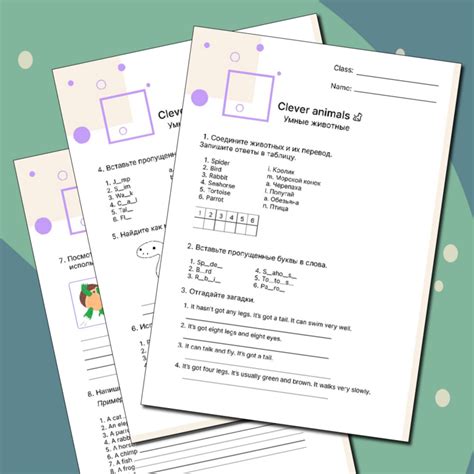 Животные глагол Can Рабочий лист Английский язык 3 класс