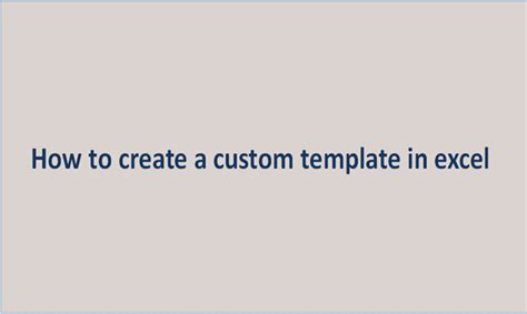 Creating A Custom Template In Excel Basic Excel Tutorial