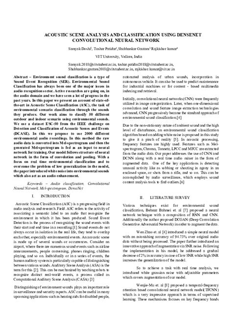 pdf acoustic scene analysis and classification using densenet