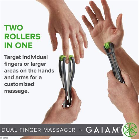Gaiam Finger Massager Dual Sided Hand Massage Roller For Circulation