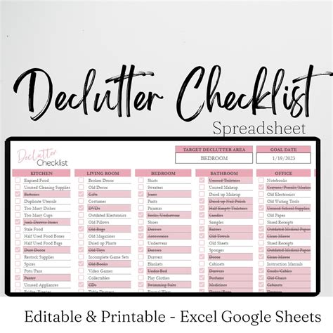 Declutter Checklist Template Declutter Challenge Declutter Planner Declutter Checklist Template Declutter Challenge Declutter Planner