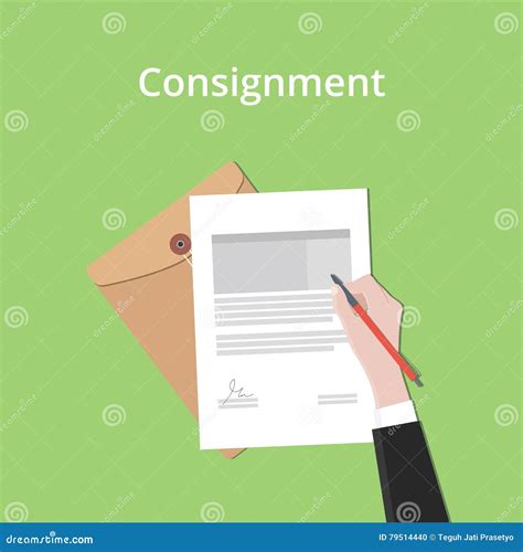 Consignment Illustration Concept A Business Man Hand Signing Paper Document With Flat Style
