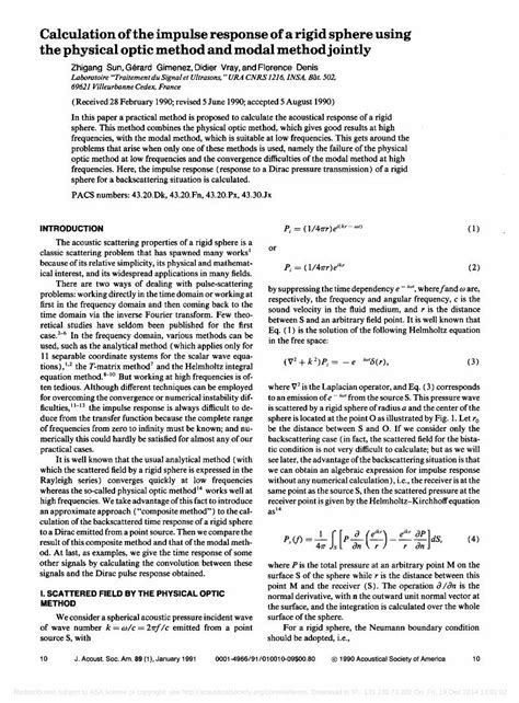 pdf calculation of the impulse response of a rigid sphere using the