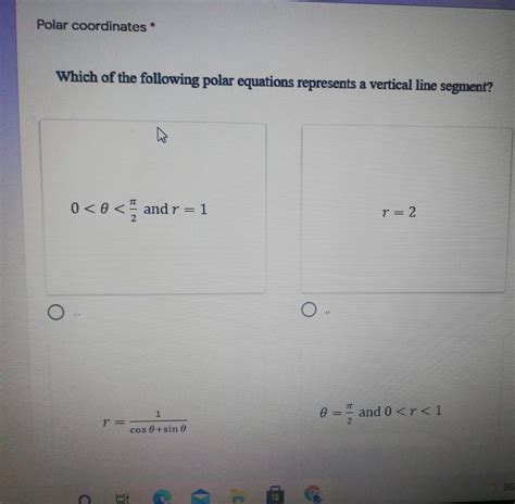 solved polar coordinates which of the following polar equations
