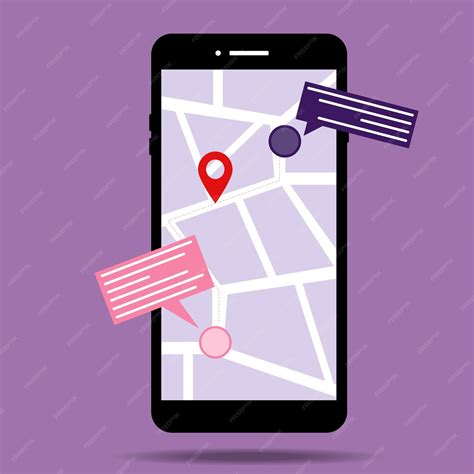 Premium Vector Phone Screen Map Screen Gps Location Navigation