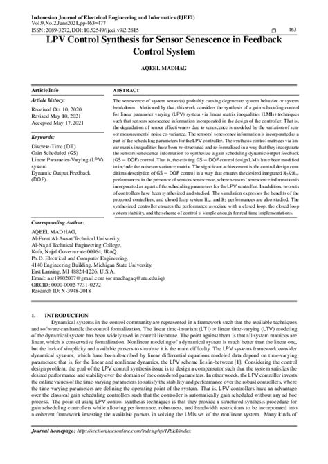 pdf lpv control synthesis for sensor senescence in feedback control