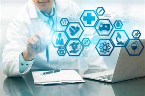 医疗保健概念医院生带有疗图标现代接口显示药品创新医疗急诊服务博士数据和病人健康等符号高清图片下载 正版图片302454233 摄图网