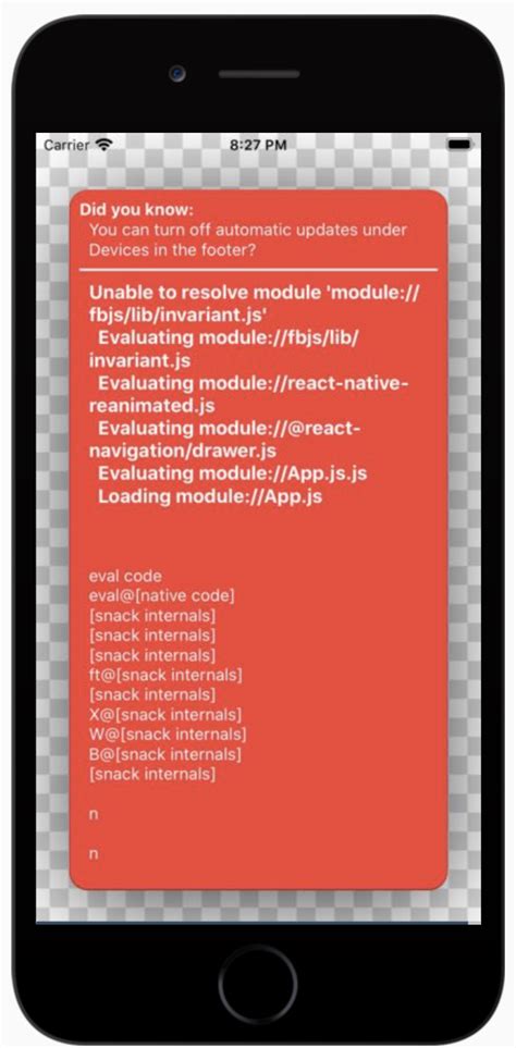 Snack Demos Don T Work At All Issue React Navigation React Navigation GitHub