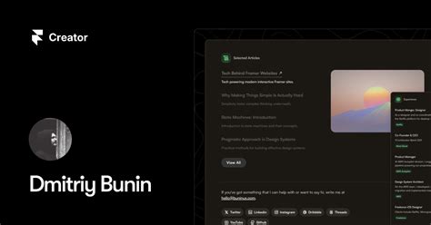 Website Templates By Dmitriy Bunin — Framer Creator