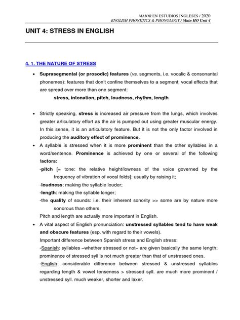 Main H O Ffin Unit 4 Pdf Stress Linguistics Phoneme