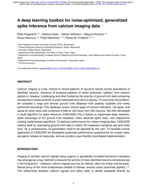 pdf a deep learning toolbox for noise optimized generalized spike inference from calcium