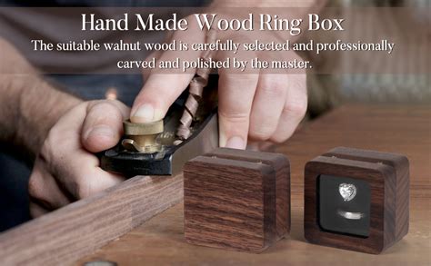 Wooden Ring Box Engagement Ring Box With 2 Slots Square