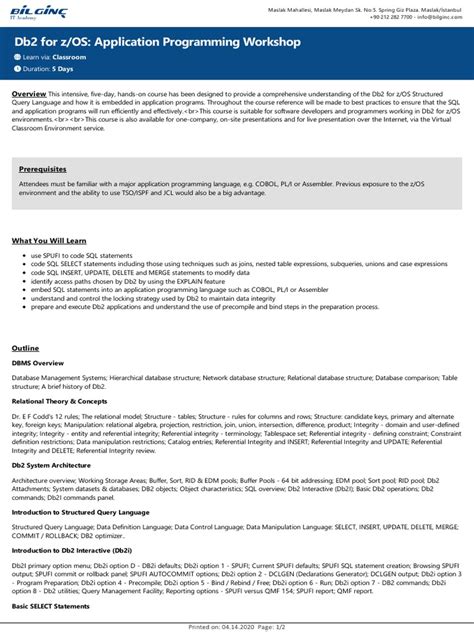 db2 for z os application programming workshop pdf relational